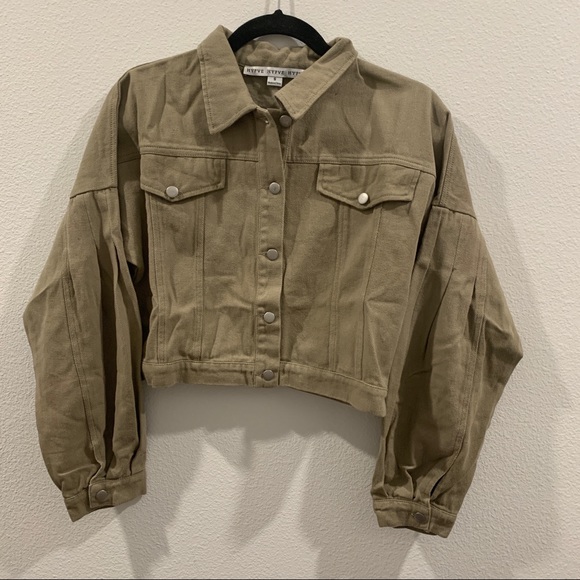 HYFVE | Jackets & Coats | Nwt Army Green Hyfve Cropped Trucker Jacket ...